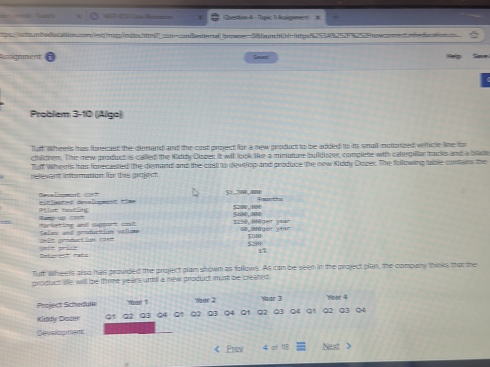 Problem 3-10 (Algo) Tuff Wheels has | StudyX