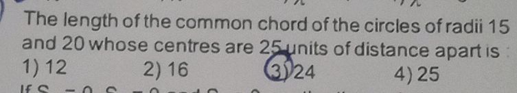 The length of the common chord of the | StudyX