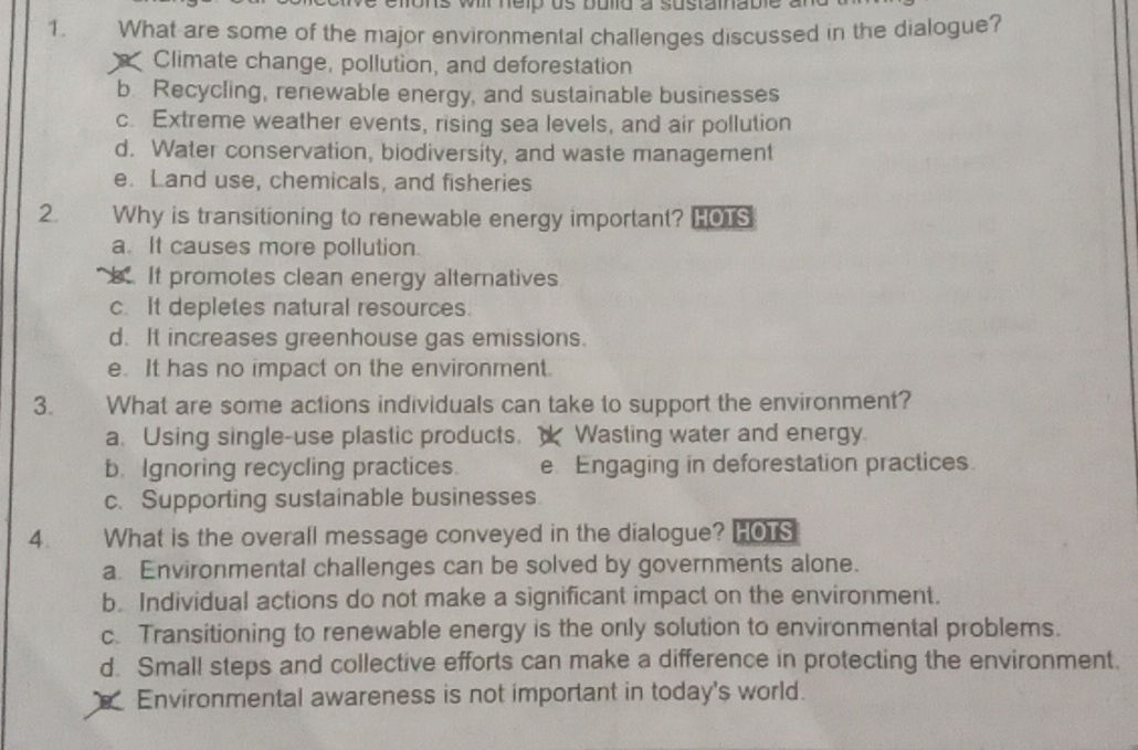 1. What are some of the major environmental | StudyX