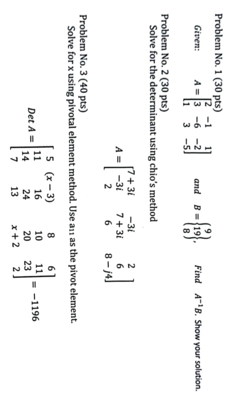 Problem No. 1 (30 pts) Given: $A = 2 -1 | StudyX