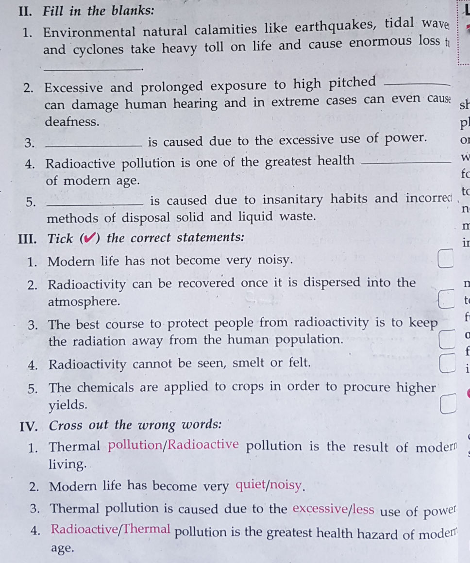 II. Fill in the blanks: 1. Environmental | StudyX