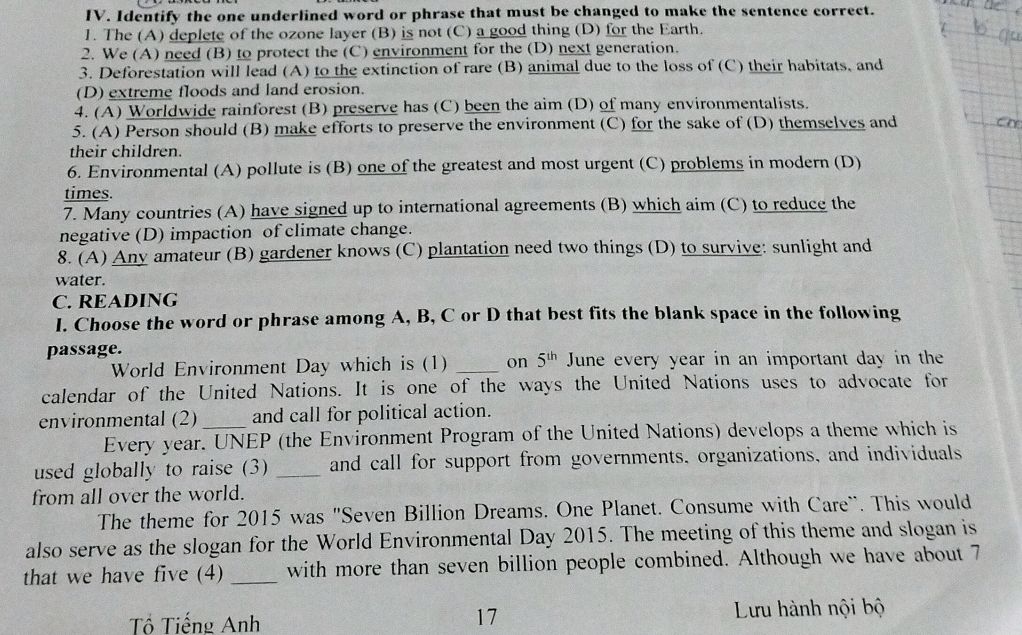 IV. Identify the one underlined word or | StudyX