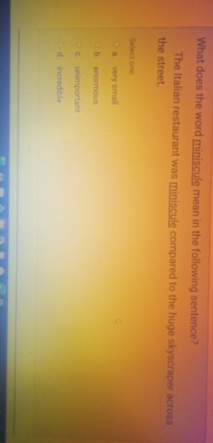 What does the word miniscule mean in the