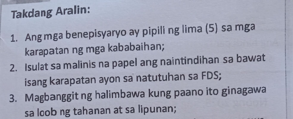 Takdang Aralin: 1. Ang mga benepisyaryo ay | StudyX