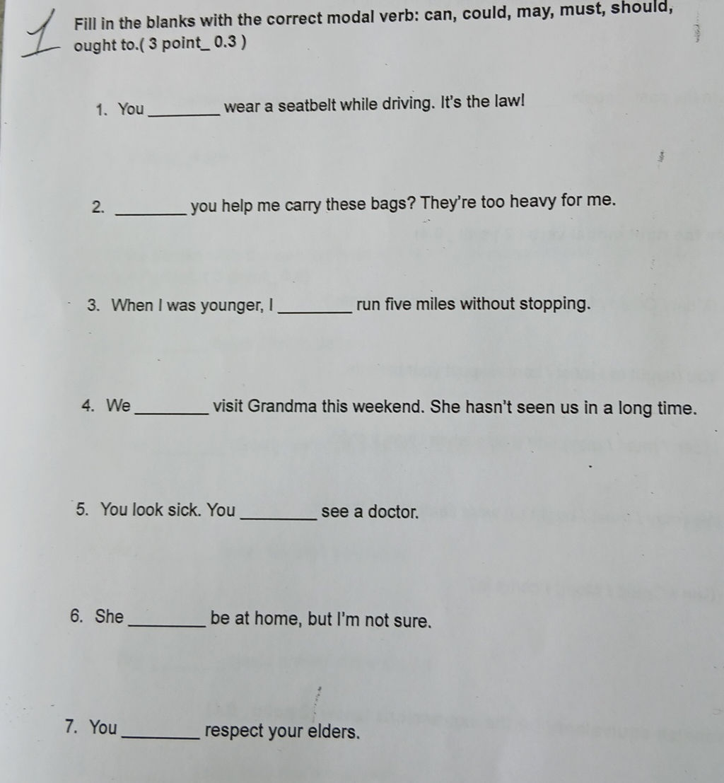Fill in the blanks with the correct modal | StudyX