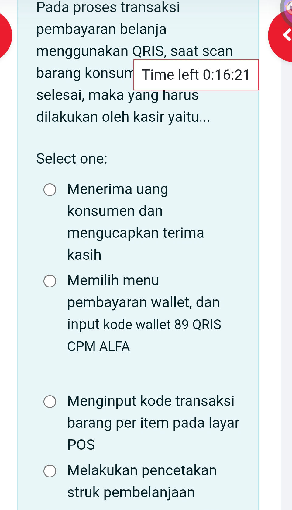 Pada proses transaksi pembayaran belanja | StudyX