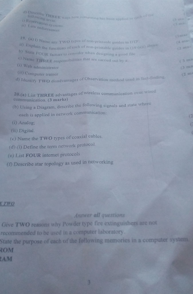 d) Describe THREE ways how computing has | StudyX