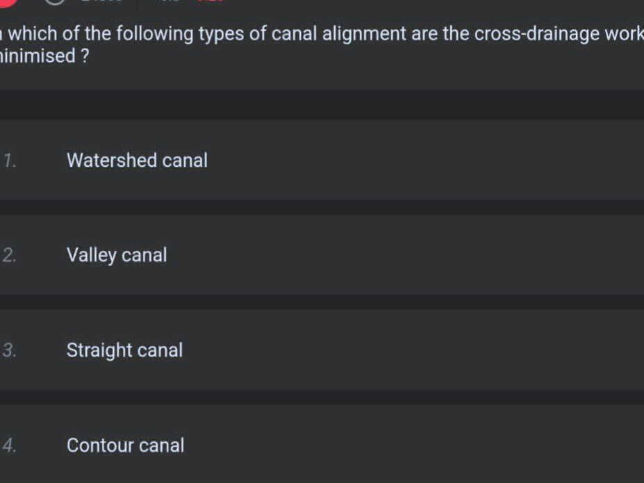 In which of the following types of canal | StudyX