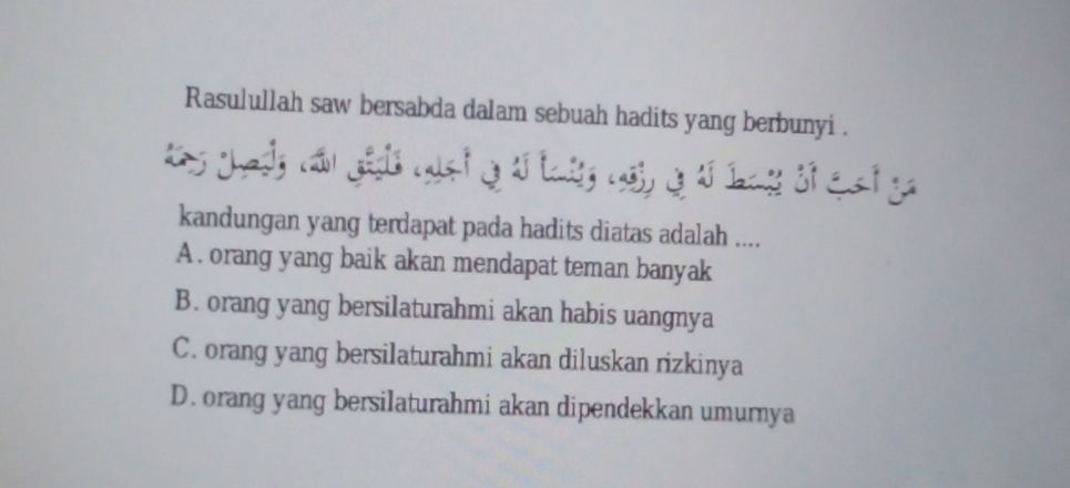 Rasulullah saw bersabda dalam sebuah hadits | StudyX