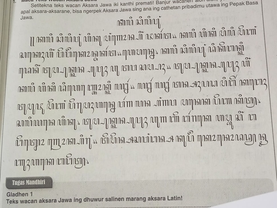 1. Setitekna teks wacan Aksara Jawa iki | StudyX