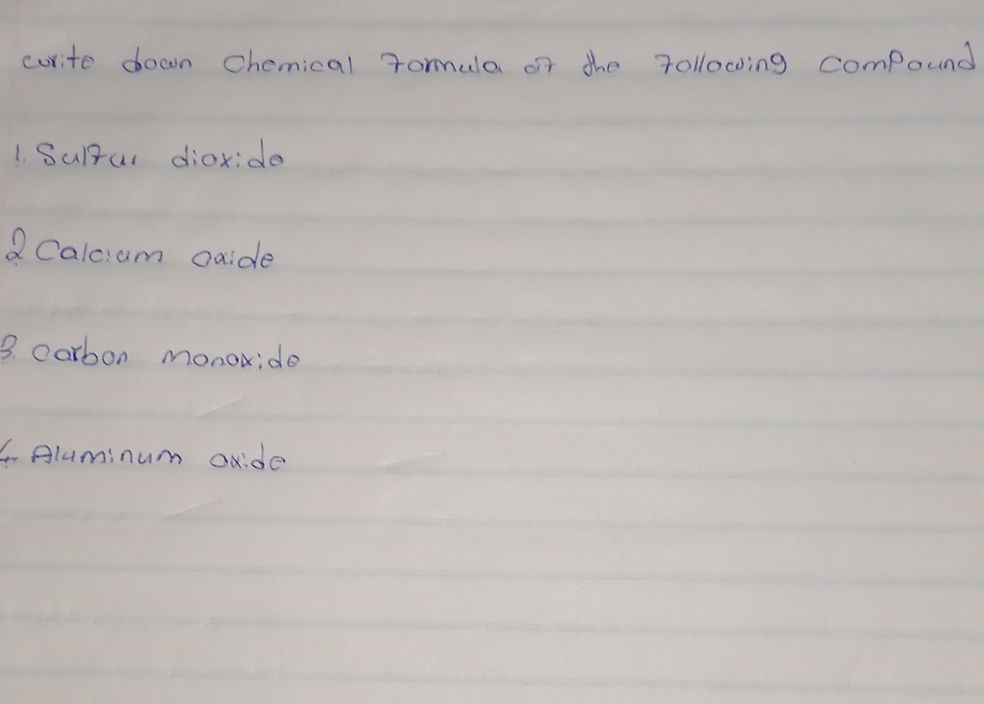 Write down Chemical Formula of the following | StudyX