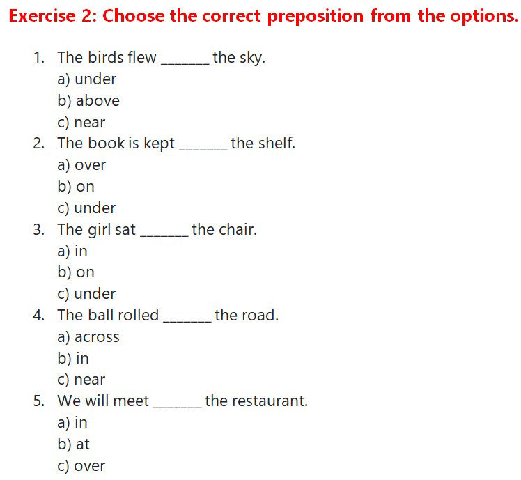 Exercise 2: Choose the correct preposition | StudyX