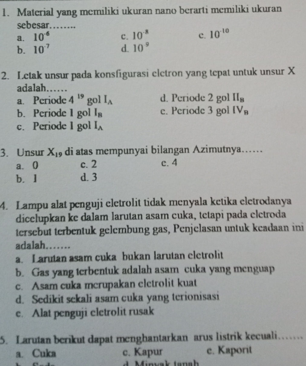 1. Material yang memiliki ukuran nano | StudyX