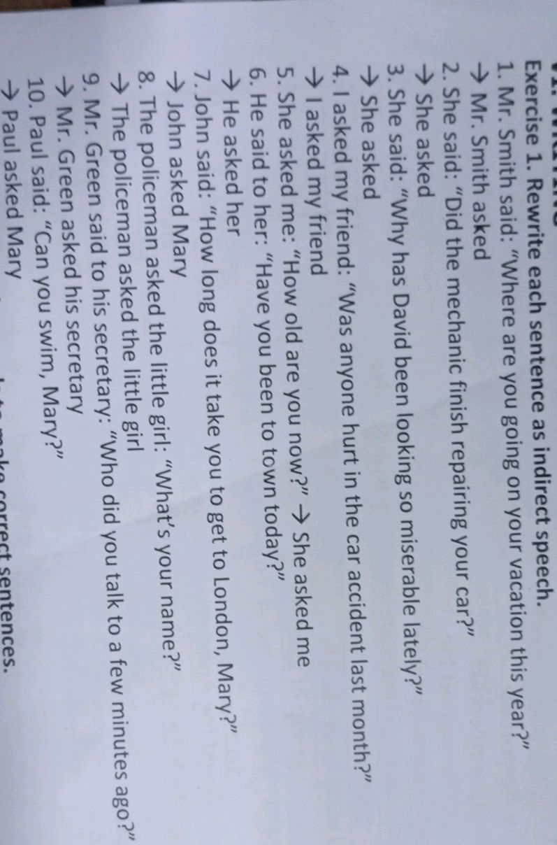 Exercise 1. Rewrite each sentence as | StudyX