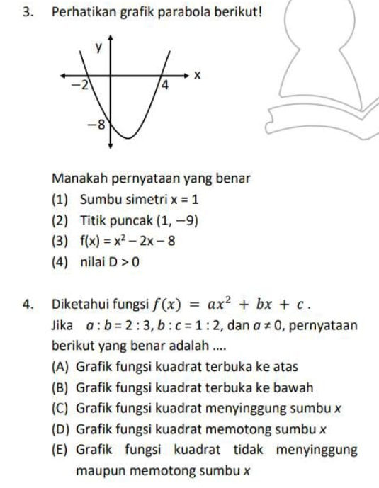 3. Perhatikan grafik parabola berikut! ``` | StudyX