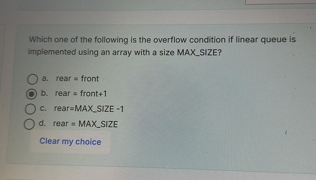 Which one of the following is the overflow | StudyX