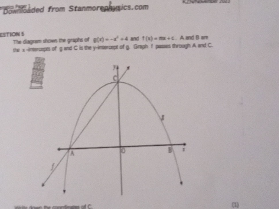 The diagram shows the graphs of $g(x) = -x^2 | StudyX