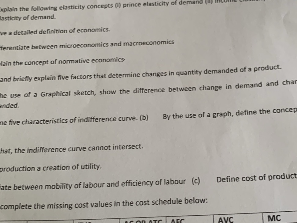 Explain the following elasticity concepts | StudyX