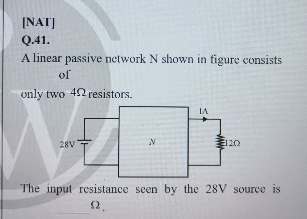 Q.41. A linear passive network N shown in | StudyX