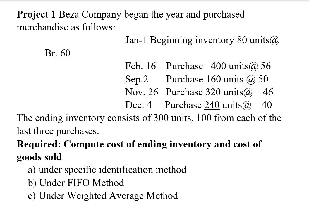 Project 1 Beza Company began the year and | StudyX
