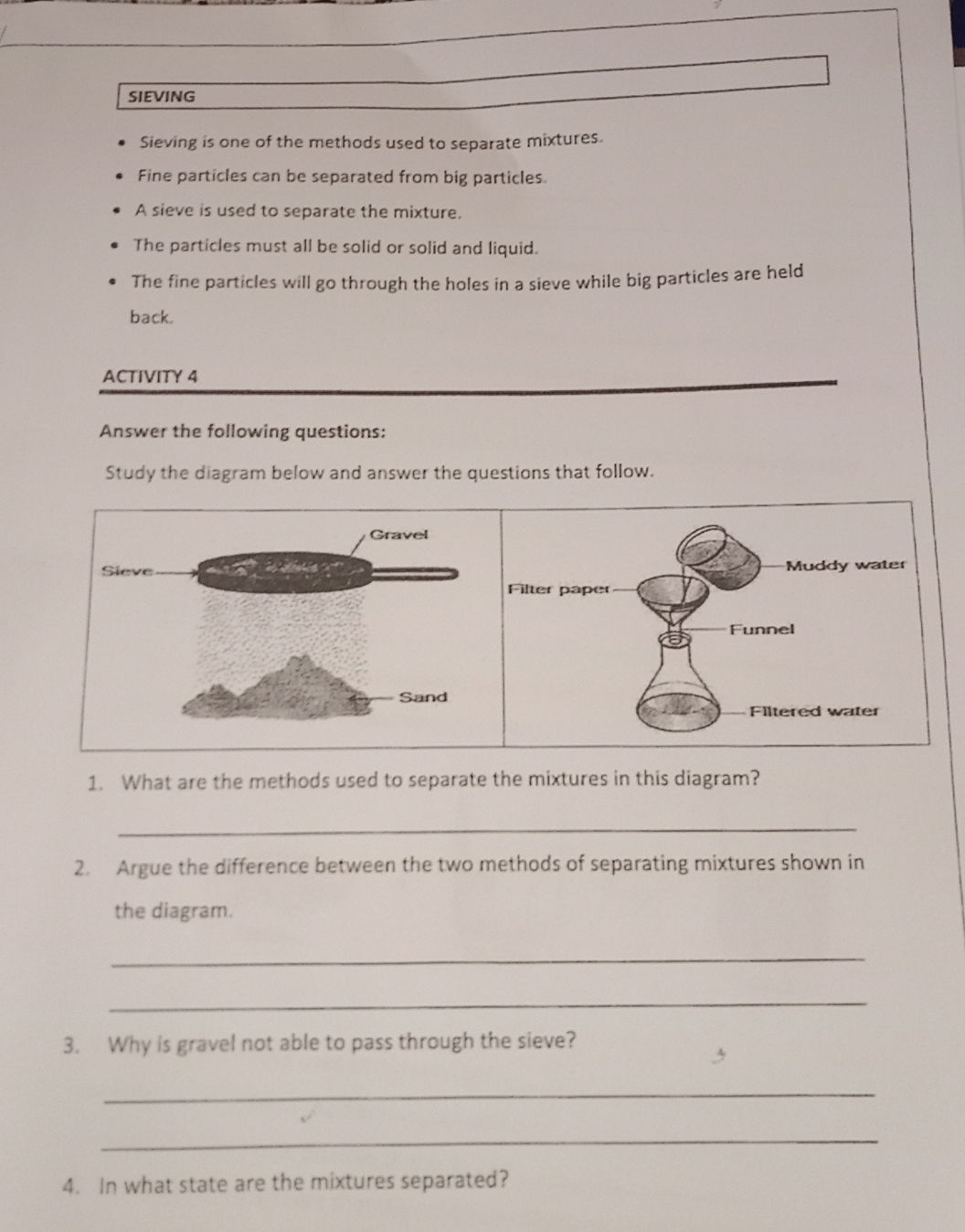 1. What are the methods used to separate the | StudyX