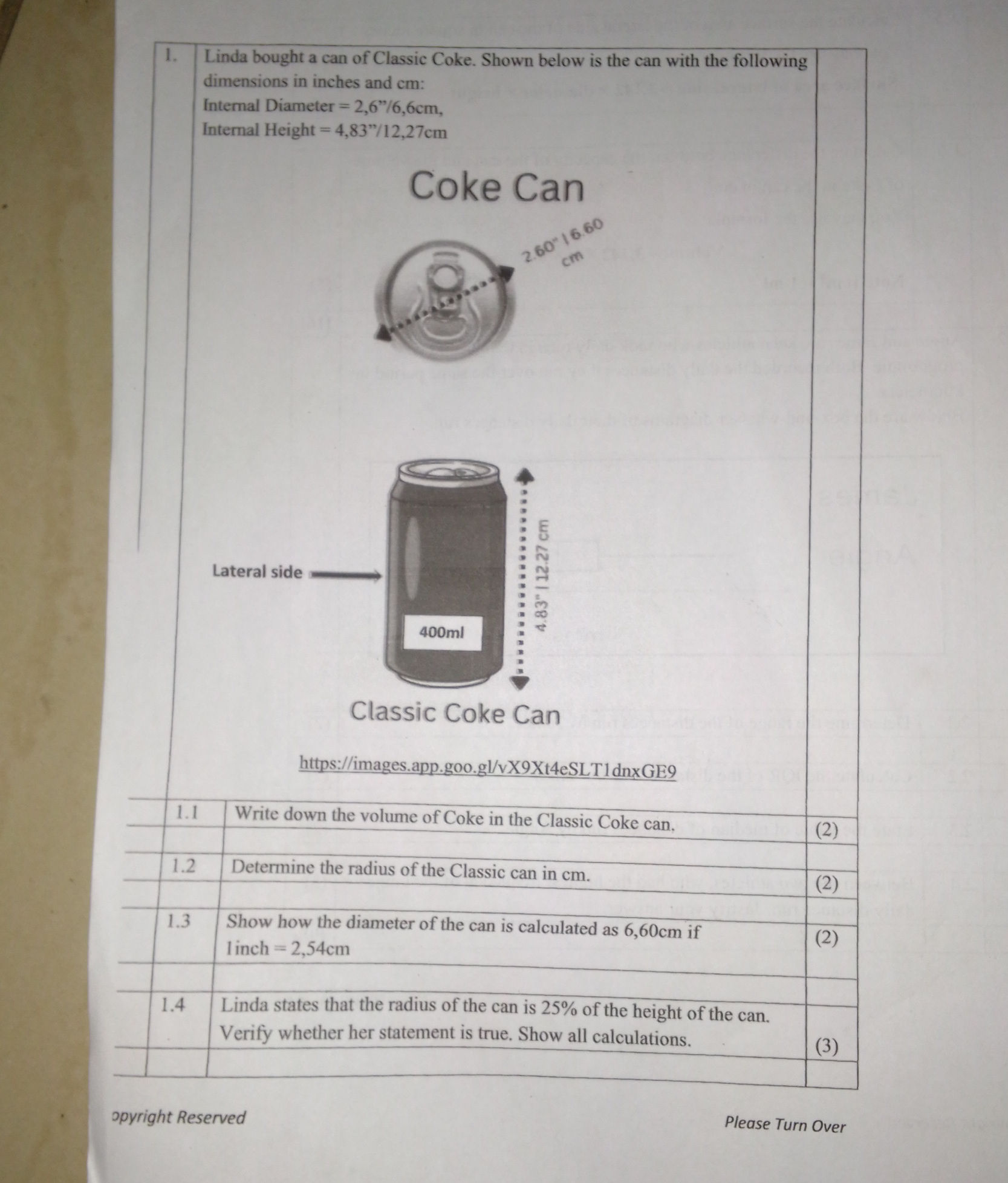 1. Linda bought a can of Classic Coke. Shown | StudyX