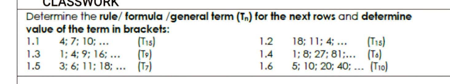 Determine the rule / formula / general term | StudyX