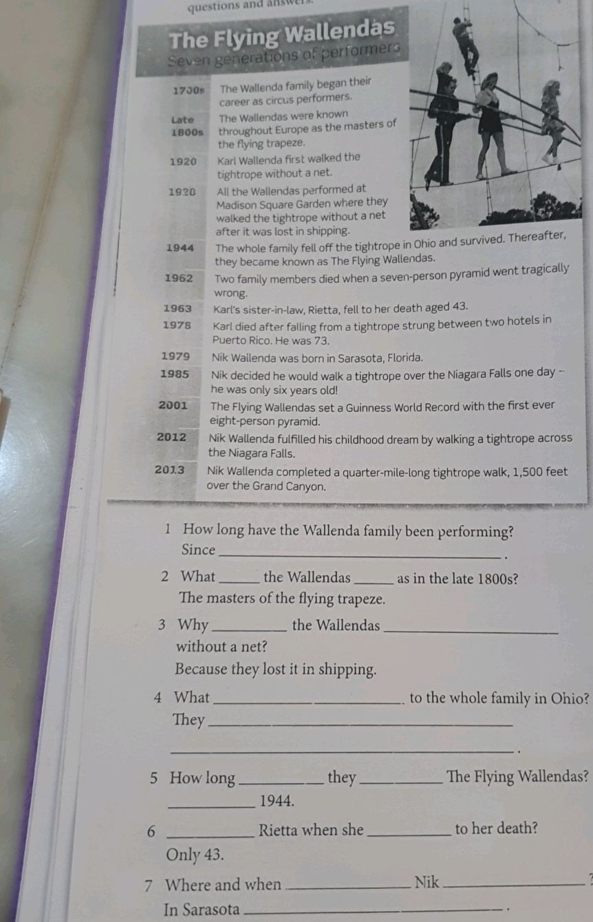 1 How long have the Wallenda family been | StudyX