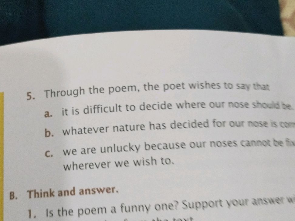 5. Through the poem, the poet wishes to say | StudyX