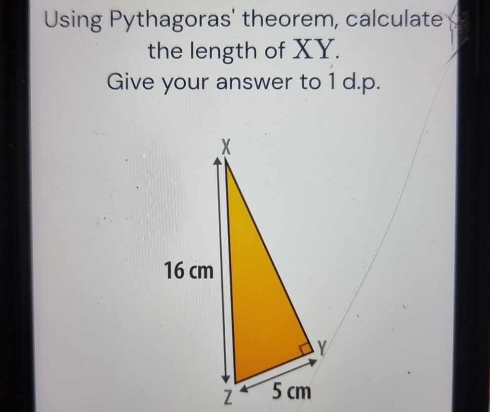 Using Pythagoras' theorem, calculate the | StudyX