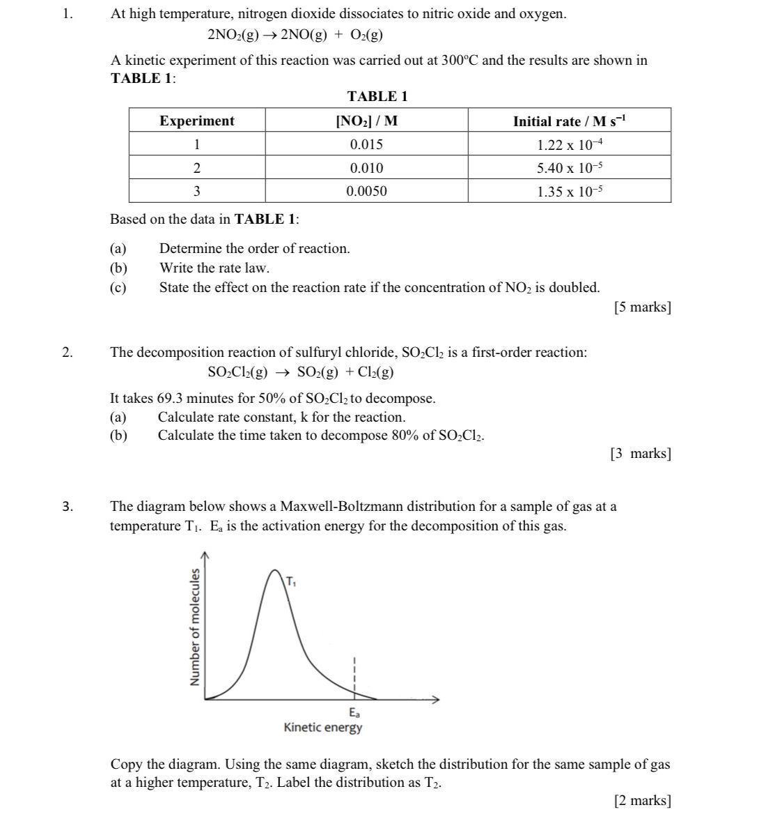 1. At high temperature, nitrogen dioxide | StudyX