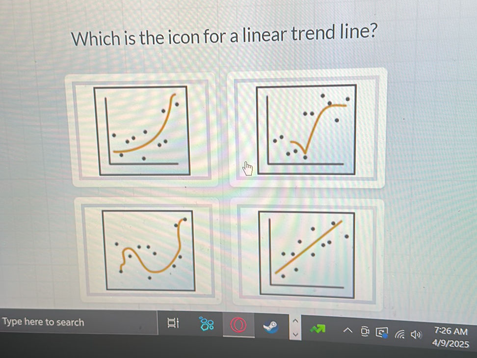 Which is the icon for a linear trend line? | StudyX
