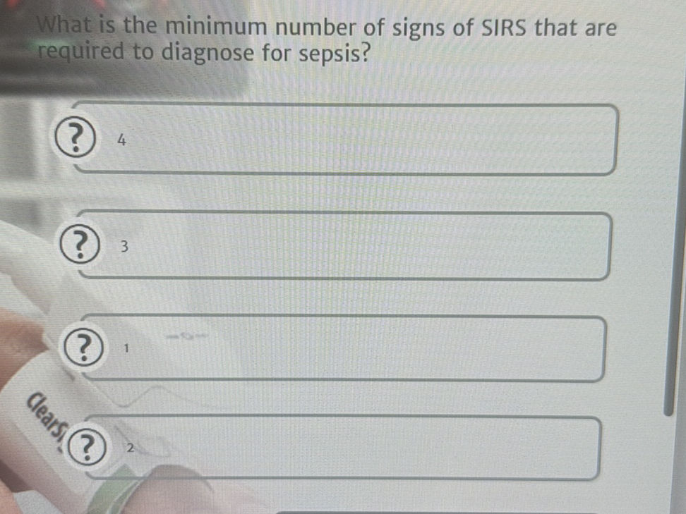 What is the minimum number of signs of SIRS | StudyX