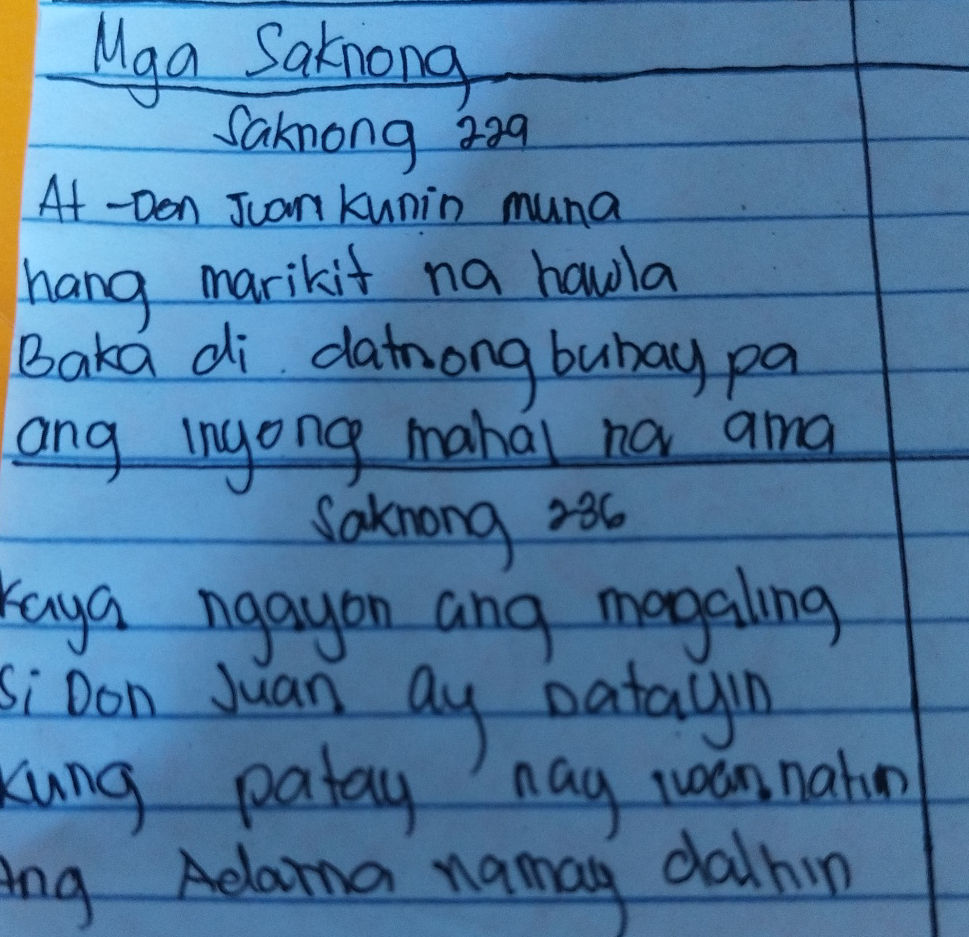 Mga Saknong Saknong 229 At - Don Juart kunin | StudyX