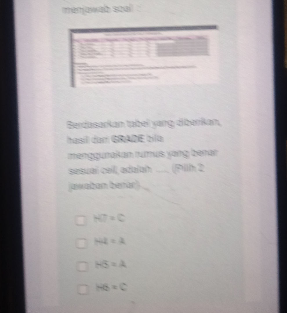 Berdasarkan tabel yang diberikan, hasil dari | StudyX