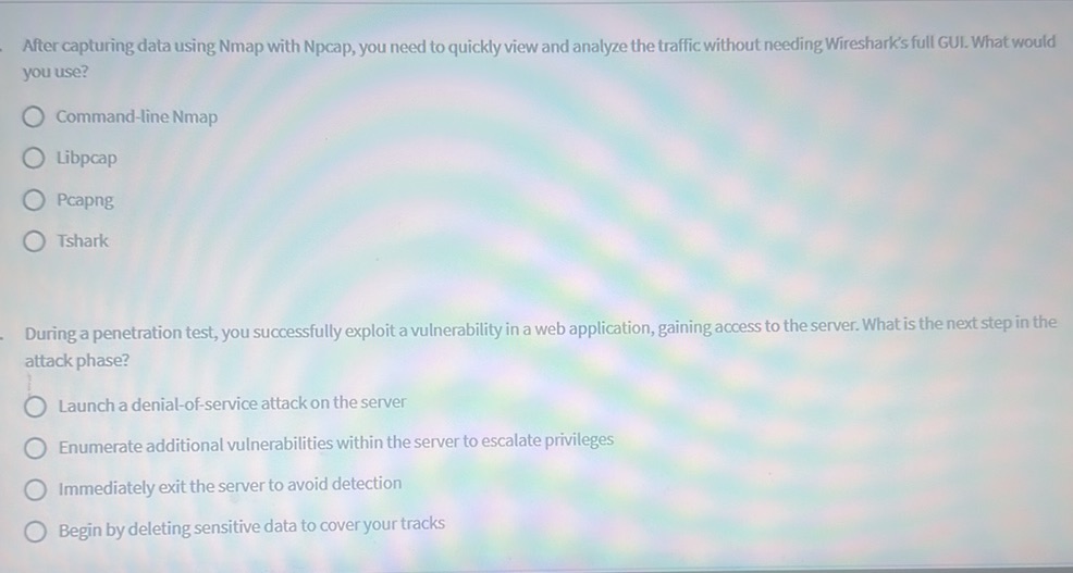1. After capturing data using Nmap with | StudyX