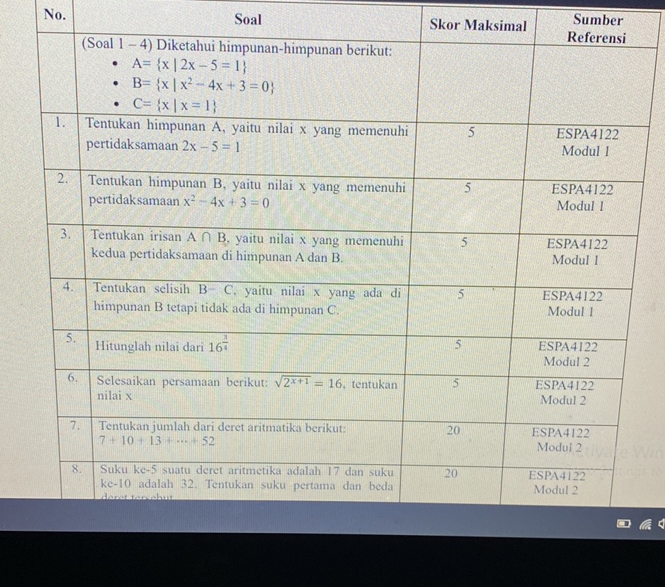 1. Tentukan himpunan A, yaitu nilai x yang | StudyX