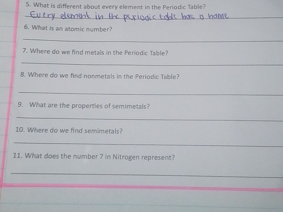 5. What is different about every element in | StudyX