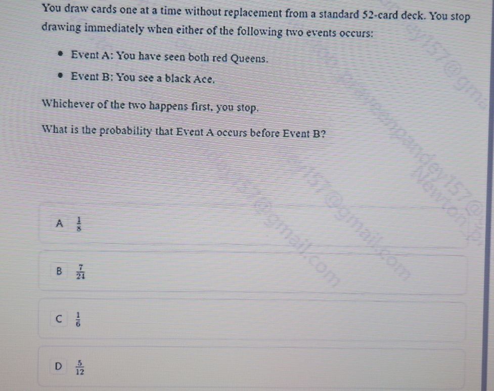 You draw cards one at a time without | StudyX
