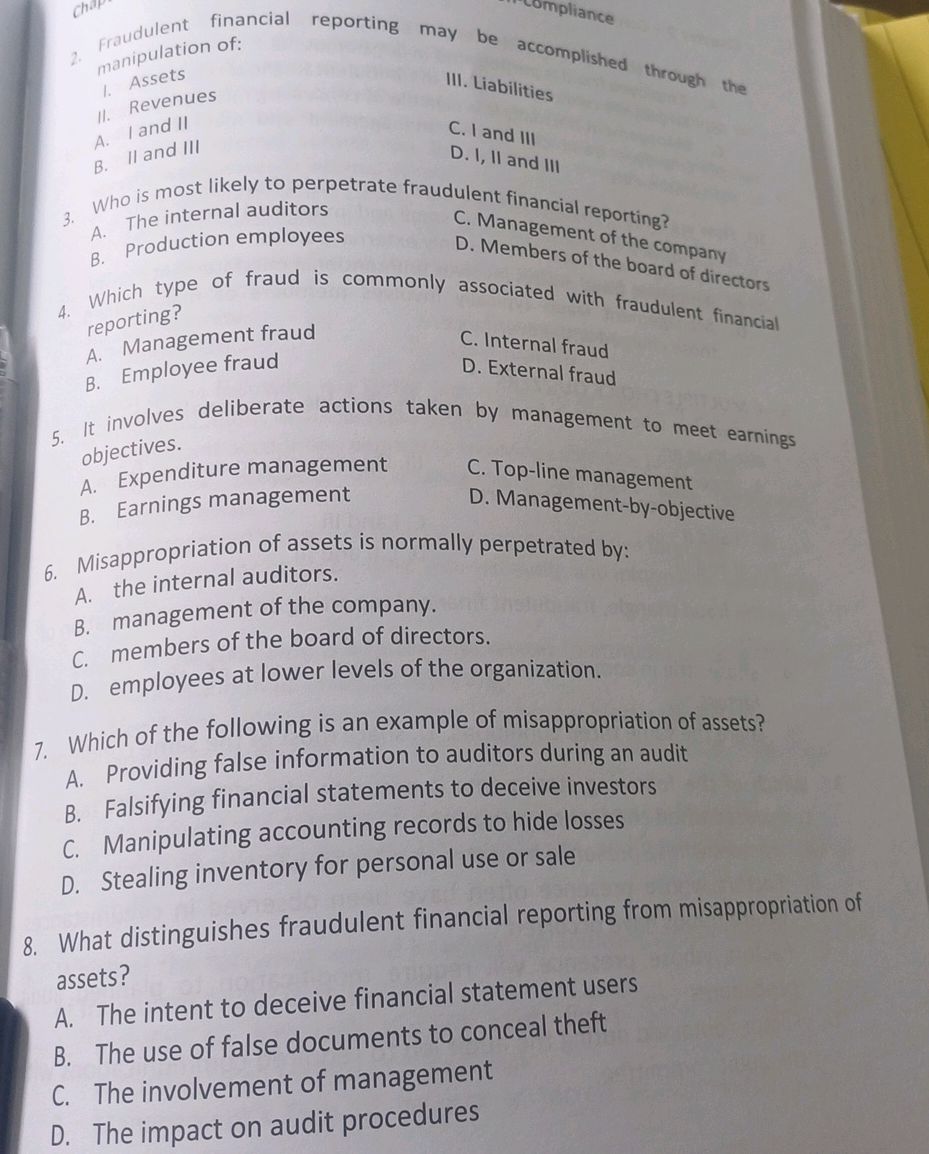 2. Fraudulent financial reporting may be | StudyX