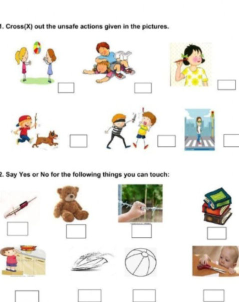 1. Cross(X) out the unsafe actions given in | StudyX