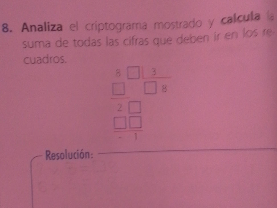 8. Analiza el criptograma mostrado y calcula | StudyX