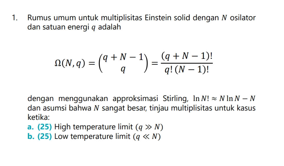 1. Rumus umum untuk multiplisitas Einstein | StudyX