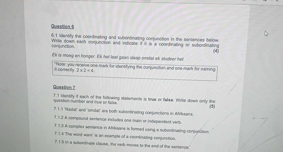 Question 6 6.1 Identify the coordinating and | StudyX
