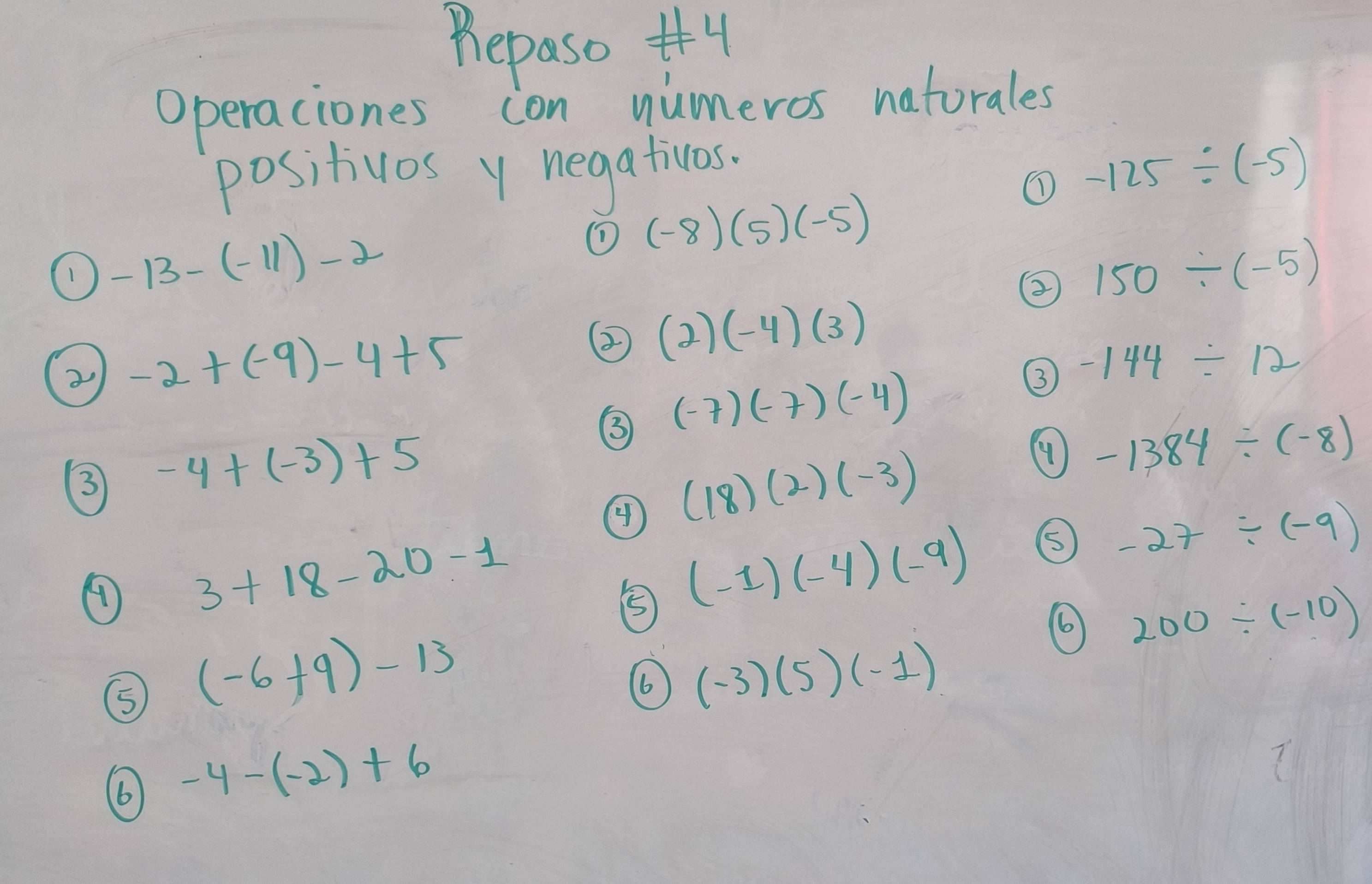 Operaciones con números naturales positivos | StudyX