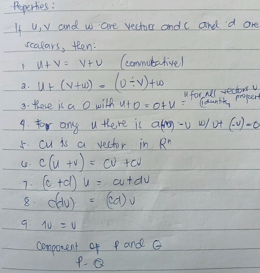 Properties: If $u, v$ and $w$ are vectors | StudyX
