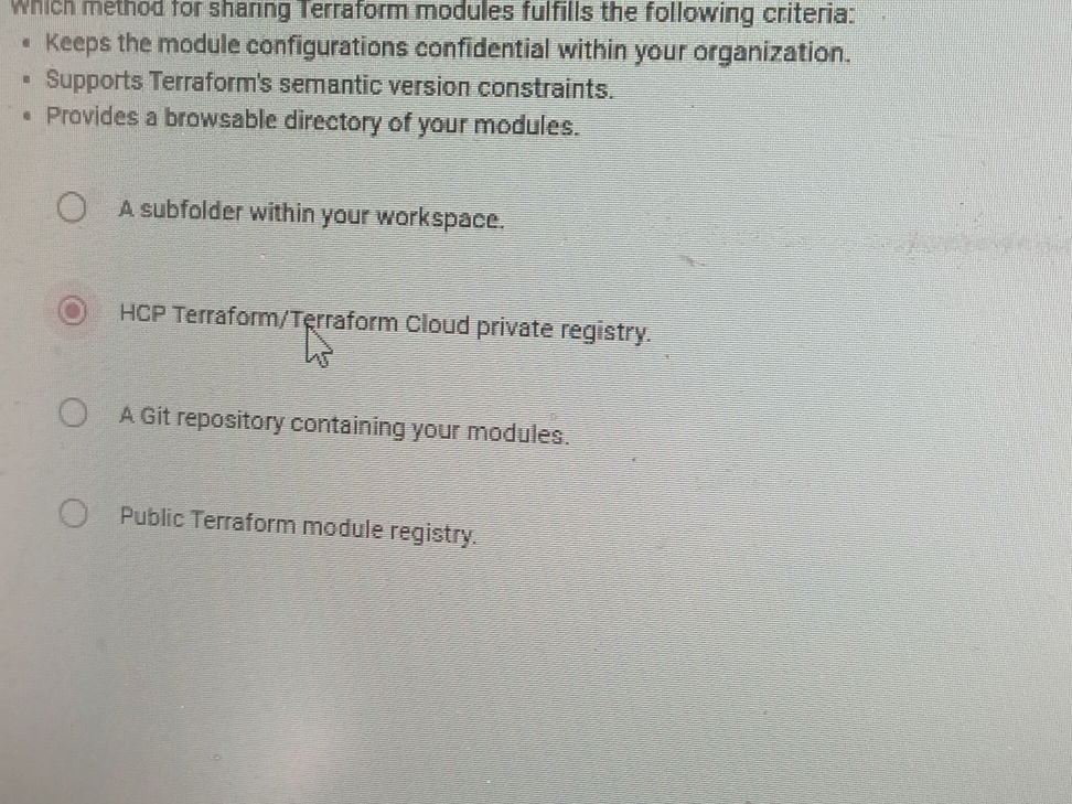 Which method for sharing Terraform modules | StudyX