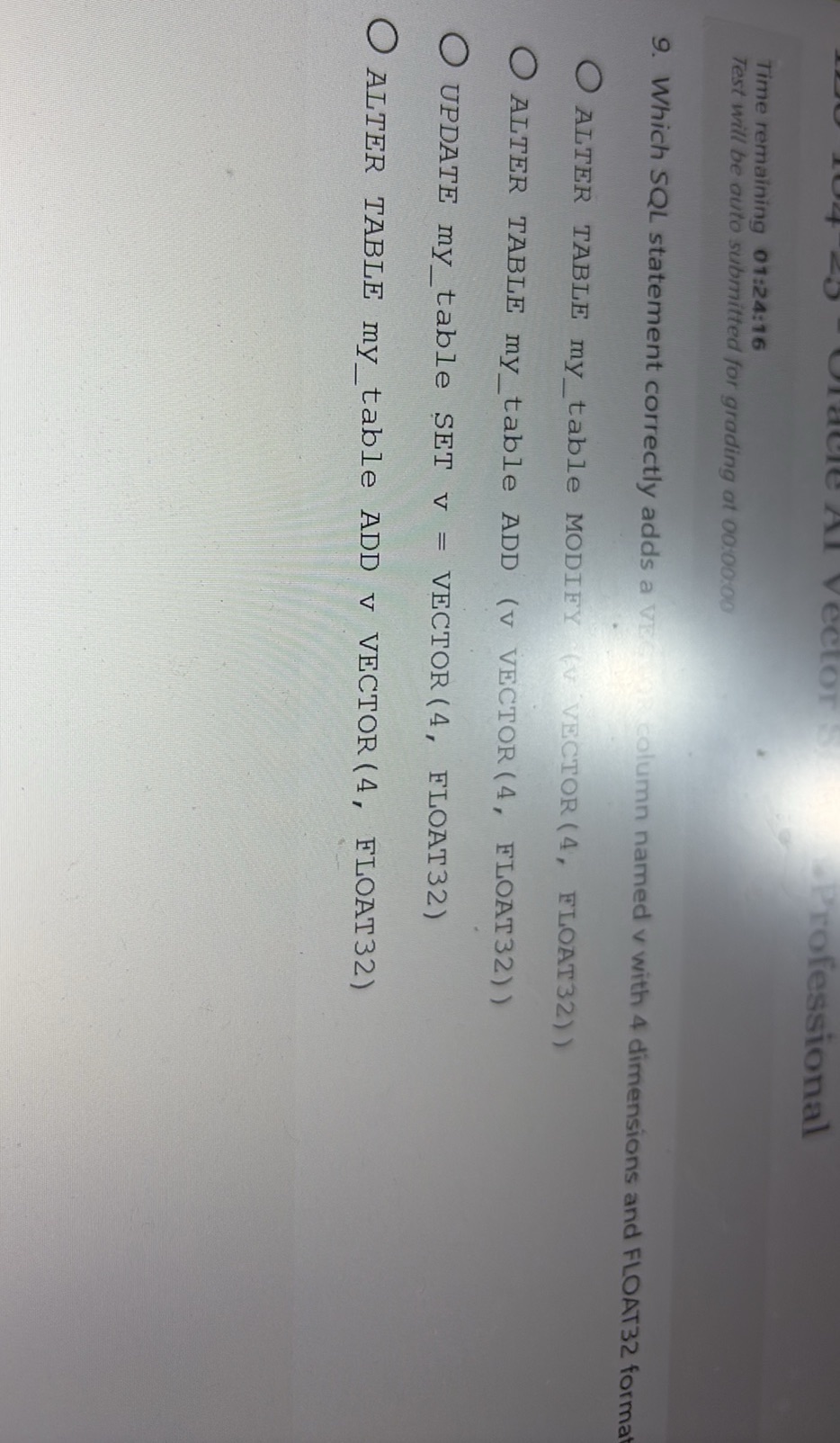 9. Which SQL statement correctly adds a | StudyX