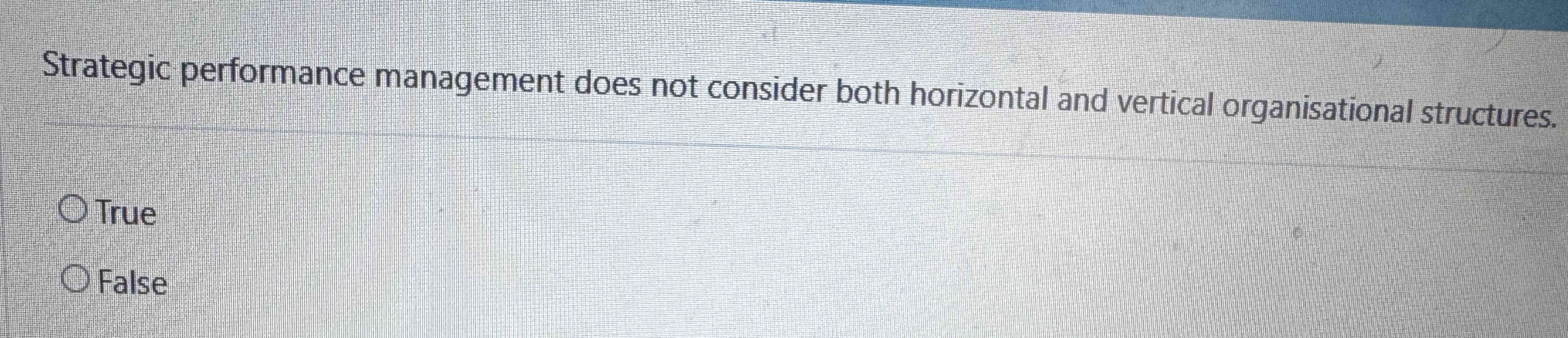 Strategic performance management does not | StudyX