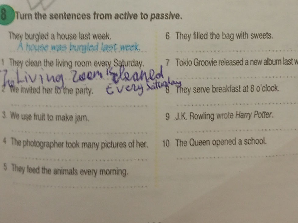 Turn the sentences from active to passive. | StudyX